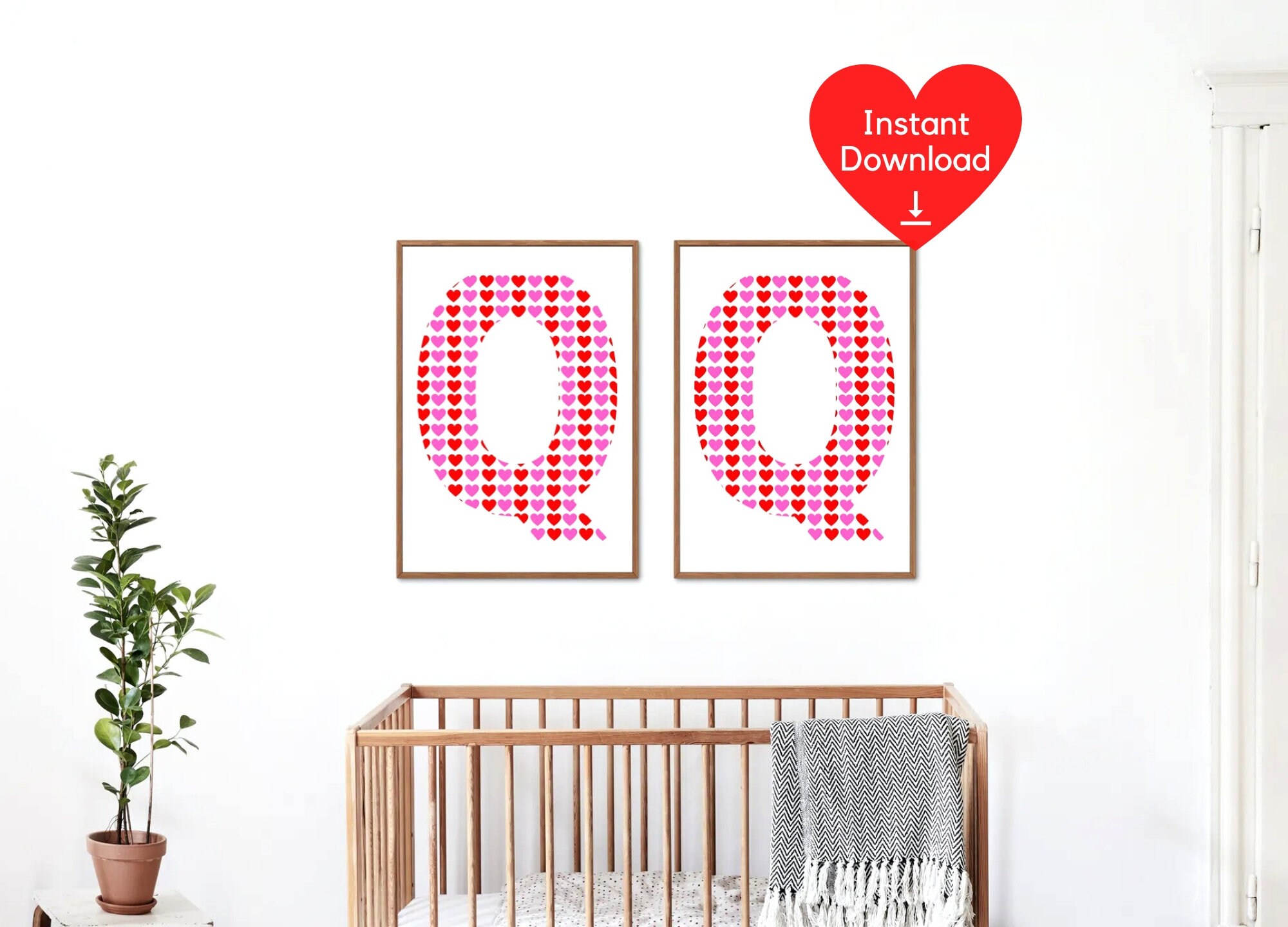 Letter "q" Made of Hearts / INSTANT DIGITAL DOWNLOAD - Baby Kids Room ...