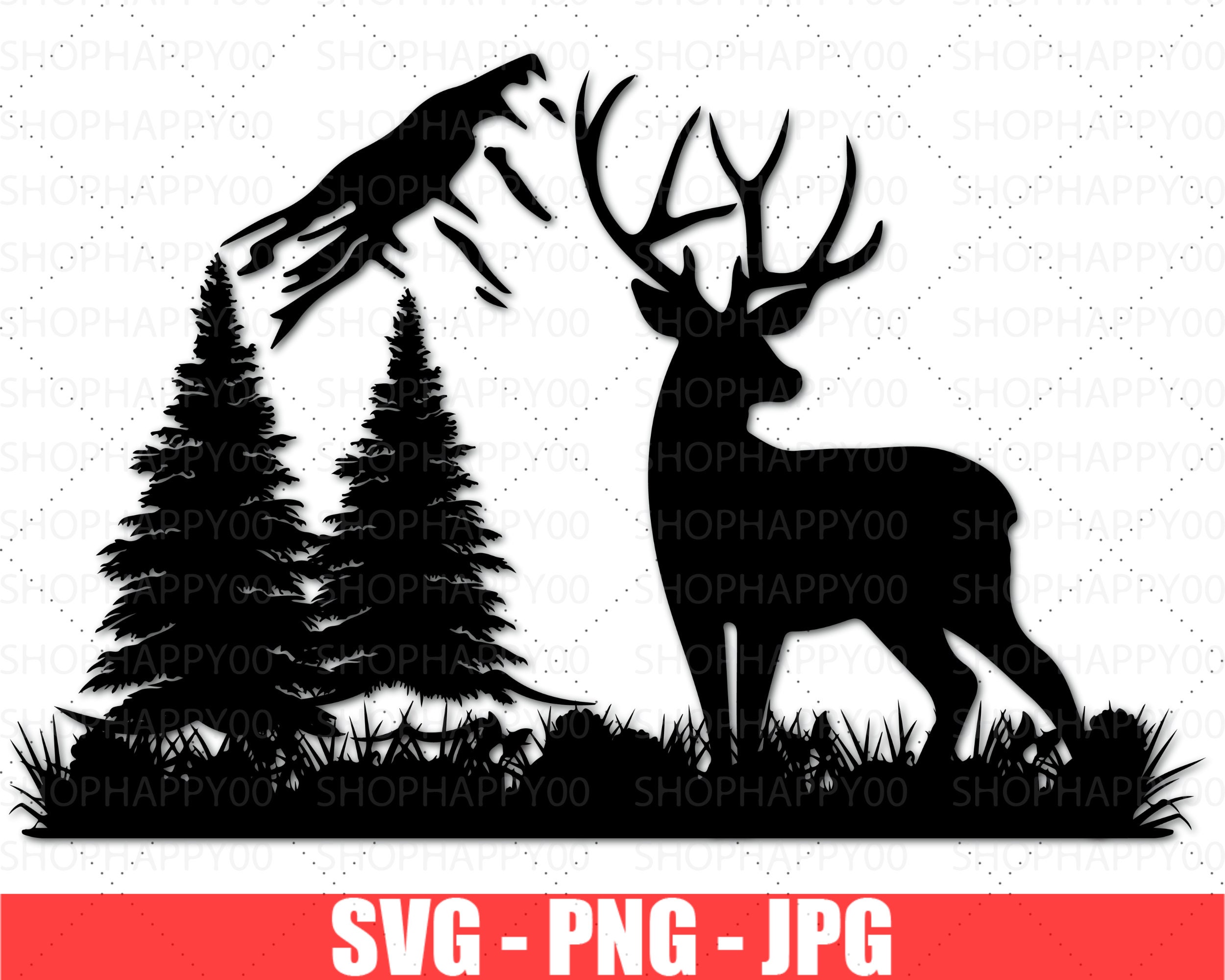 5 Deer Bundle Svg Deer Svg Mountains Svg File Camping Svg - Etsy