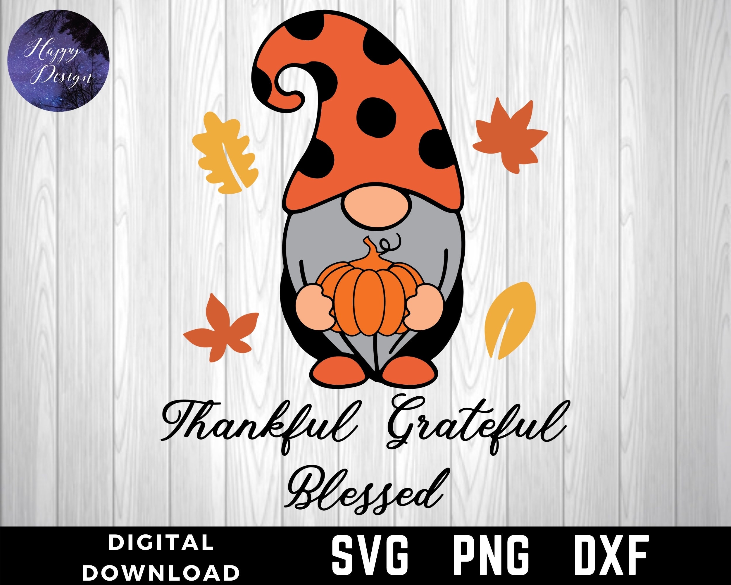 Thankful Grateful Blessed Svg Thanksgiving Gnomes Svg Autumn - Etsy