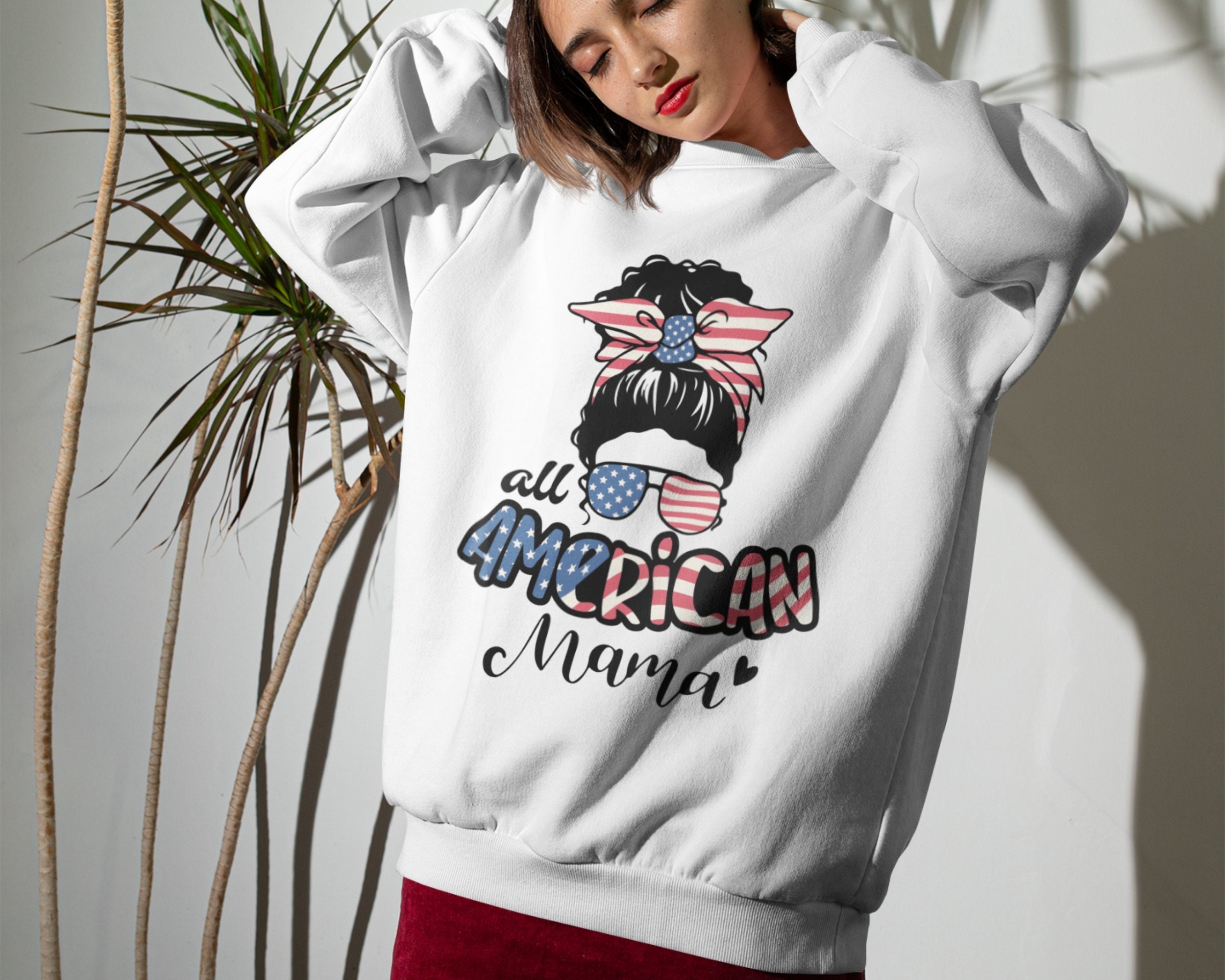 All American Mama Svg 4th Of July Svg Mom Life Svg Messy Etsy