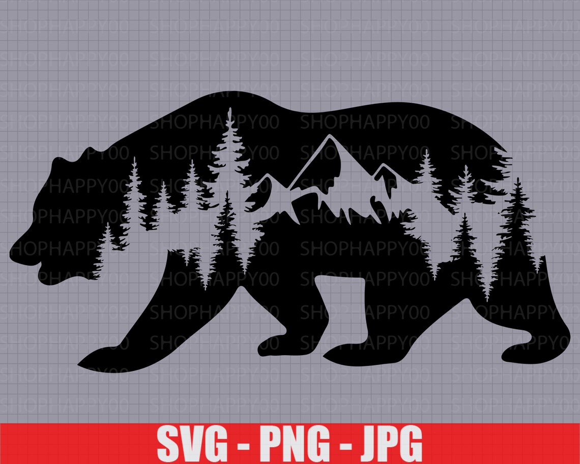 Mountain Svg Bear Svg Nature Svg Camping Svg Animal Svg | Etsy