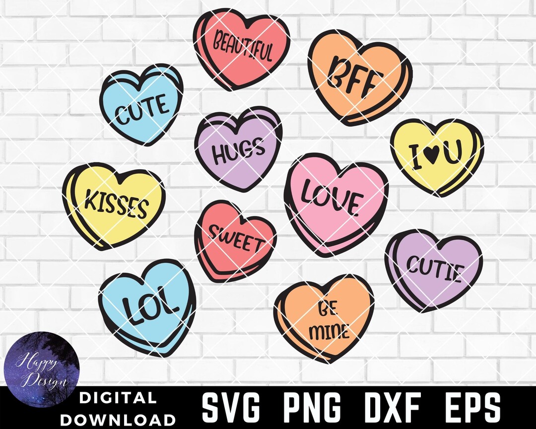 Candy Hearts SVG Bundle, Valentine's Day Candy Hearts Svg, Conversation ...