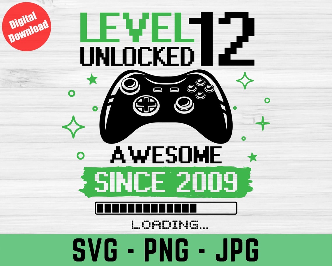 Level 12 Unlocked Svg 12th Birthday Boy Svg 12 Years Old | Etsy Australia