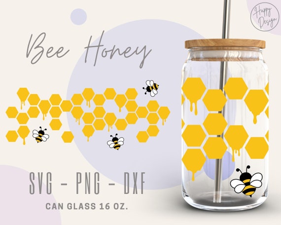 Honeycomb 16oz Glass Can Cutfile Bees Libbey Glass Can - Etsy