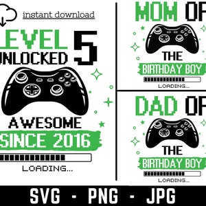 Level 5 Unlocked Svg 5th Birthday Boy Gamer 5 Years Old - Etsy