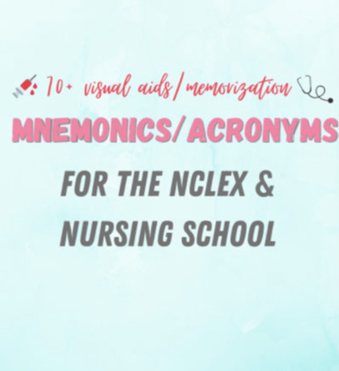 Mnemonics/acronym Visual Aids + Cards for the NCLEX & Nursing School ...