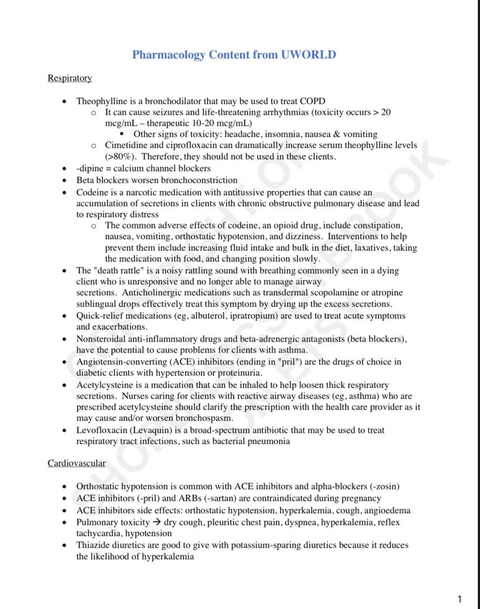 Pharmacology Study Guide for NCLEX-RN (UWORLD + Drug Guide Chart) - Etsy