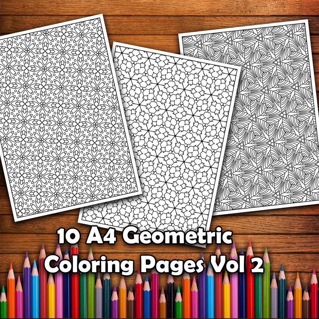 Geometric Coloring Pages for Adults Vol2, Instant PDF Download, A4 ...