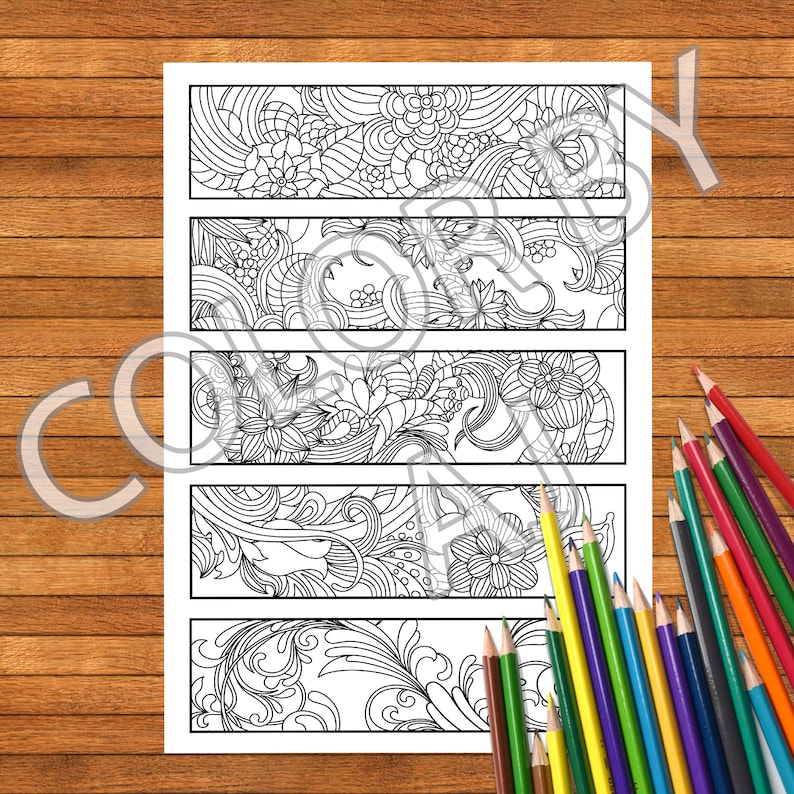 Printable Coloring Bookmarks, Printable PDF, Adult Coloring Pages ...
