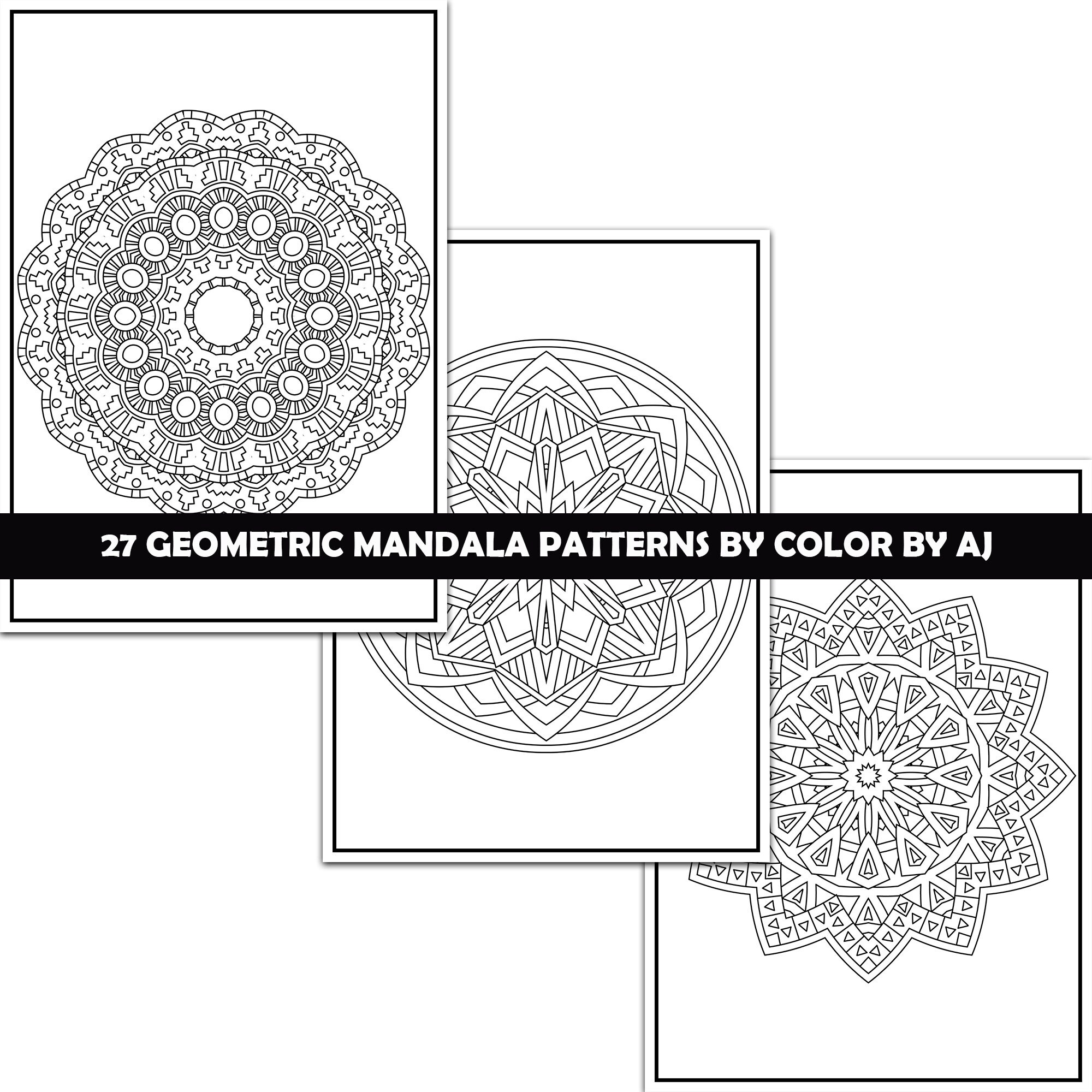 27 Geometric Coloring Pages for Adults, A4 Printable Coloring Book ...