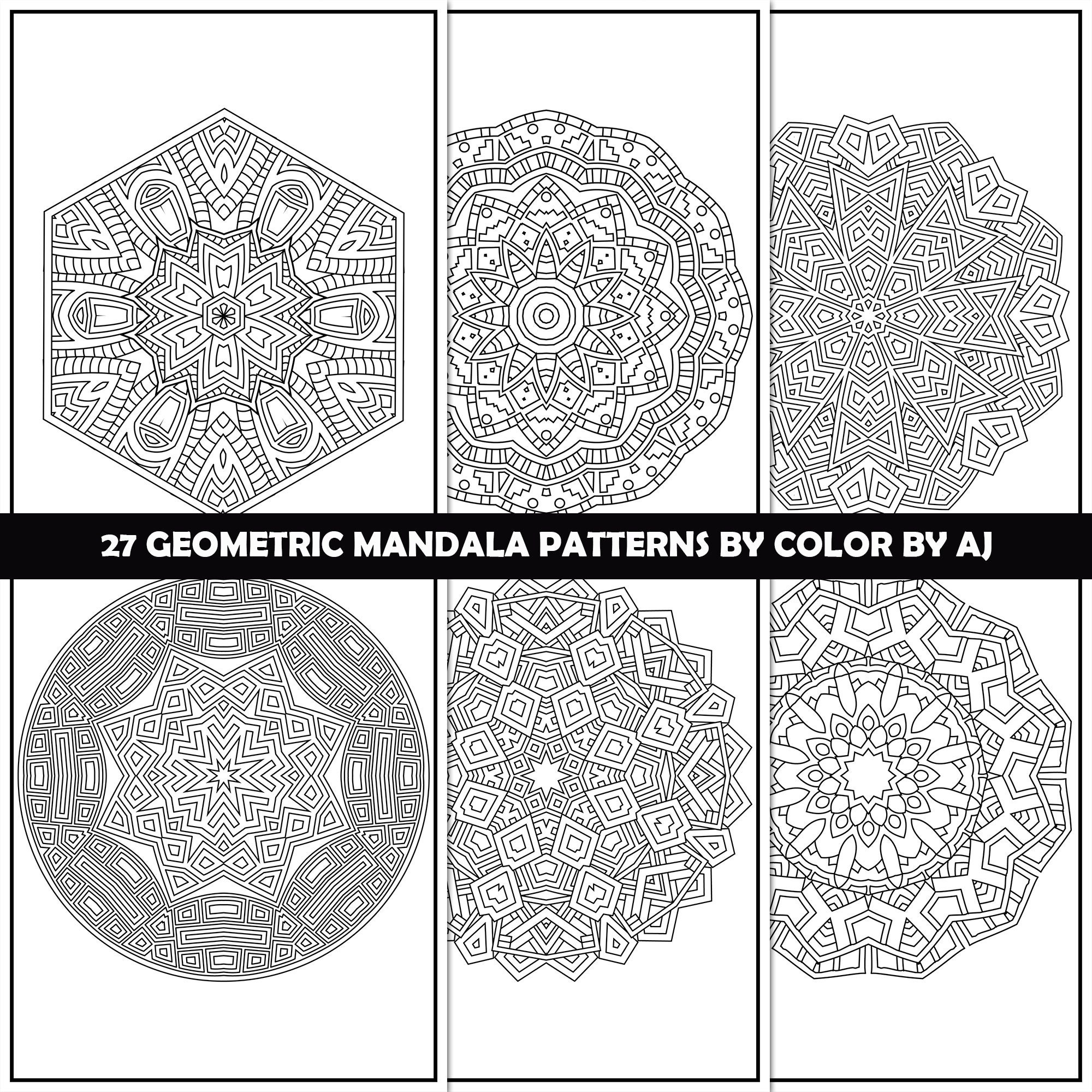 27 Geometric Coloring Pages for Adults, A4 Printable Coloring Book ...