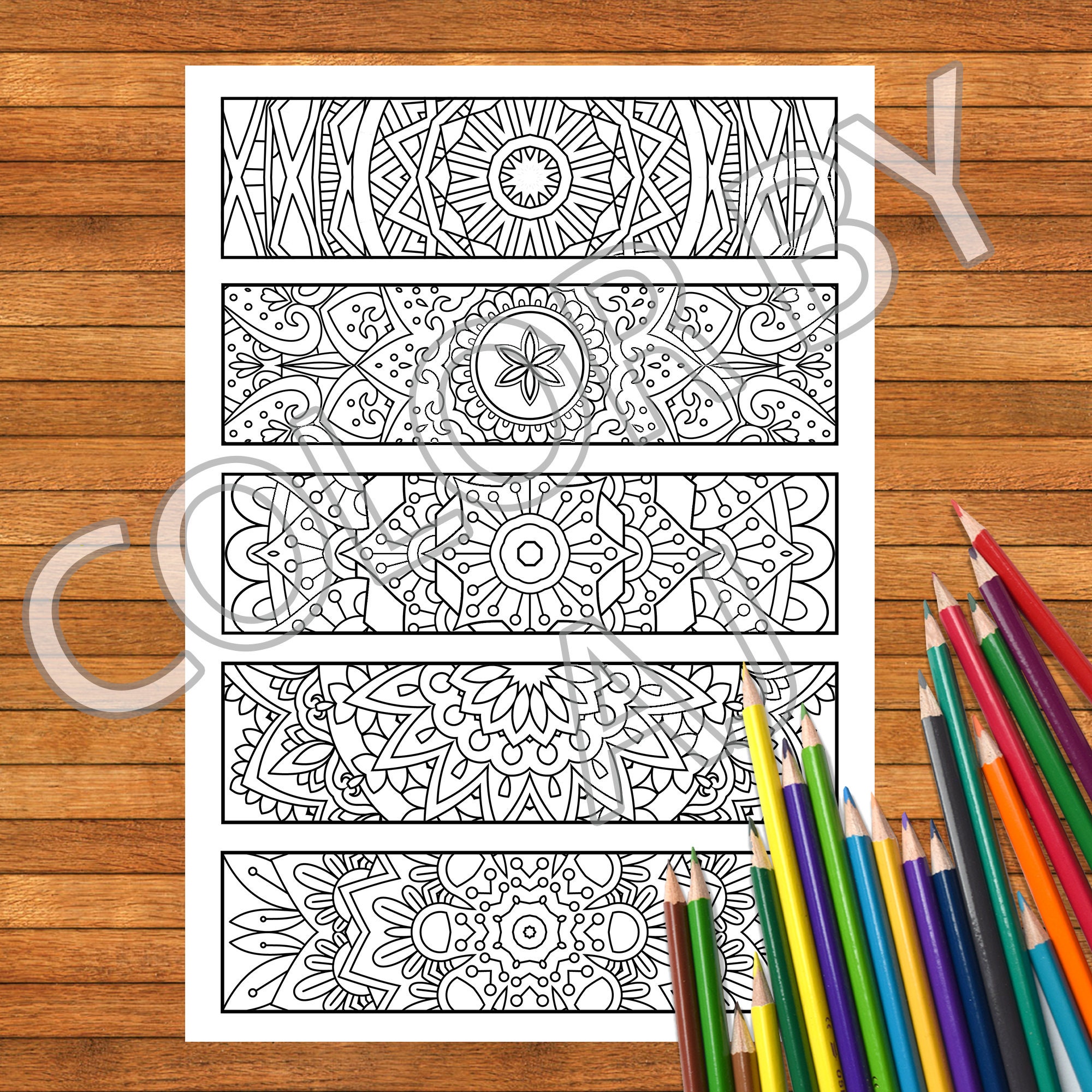 Printable Coloring Bookmarks Vol 2, Printable PDF, Adult Coloring Pages ...