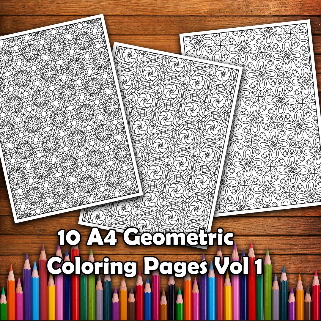 Geometric Coloring Pages for Adults Vol1, Instant PDF Download, A4 ...