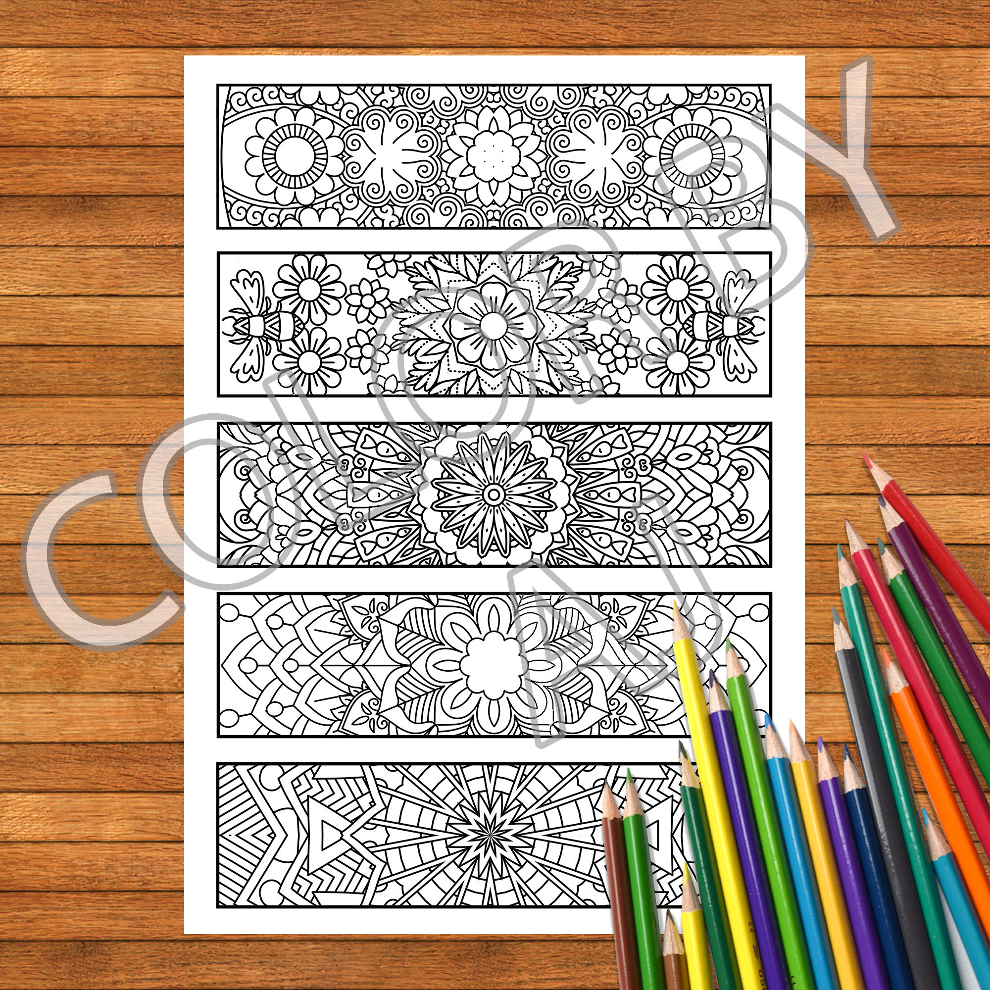 Printable Coloring Bookmarks Vol 3, Printable PDF, Adult Coloring Pages ...