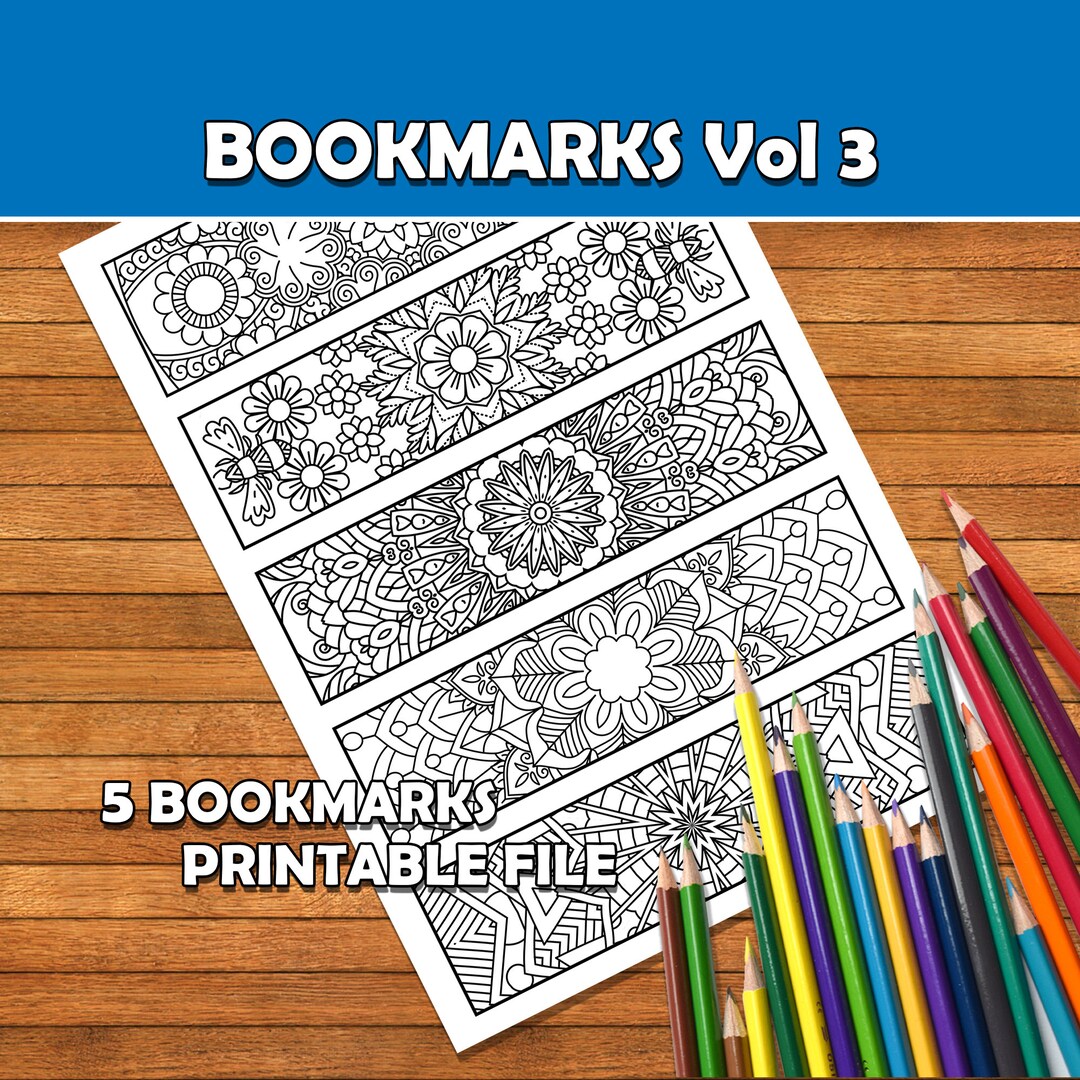 Printable Coloring Bookmarks Vol 3, Printable PDF, Adult Coloring Pages ...