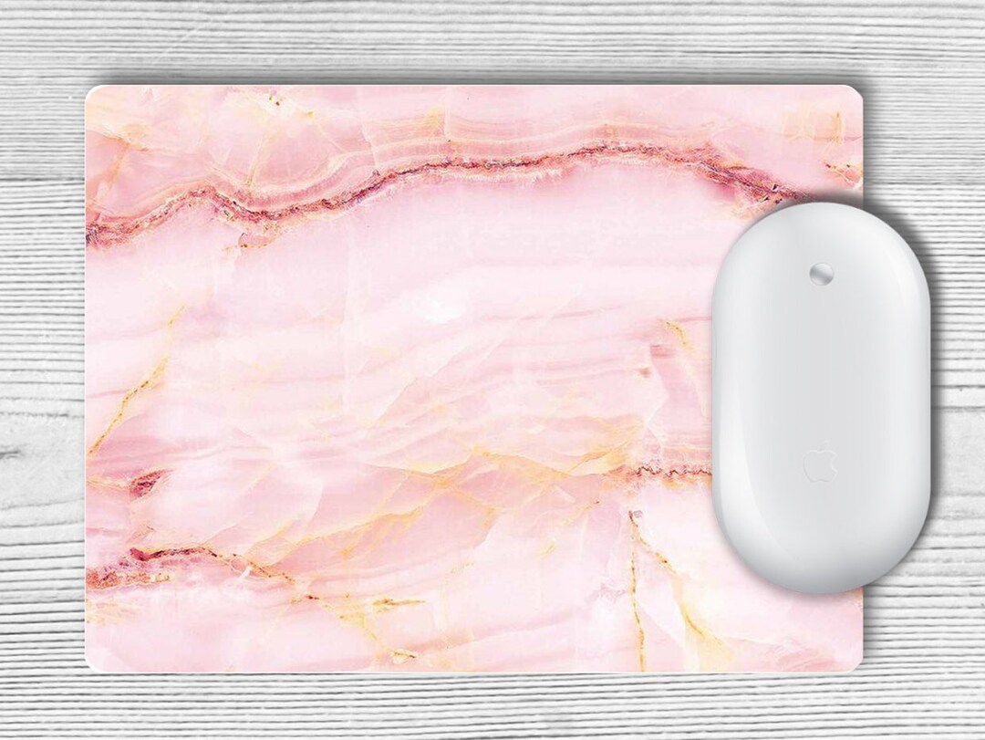 Pink Mouse Pad, Marble Print Mouse Mat, Office Gift, Stone Marble Look ...