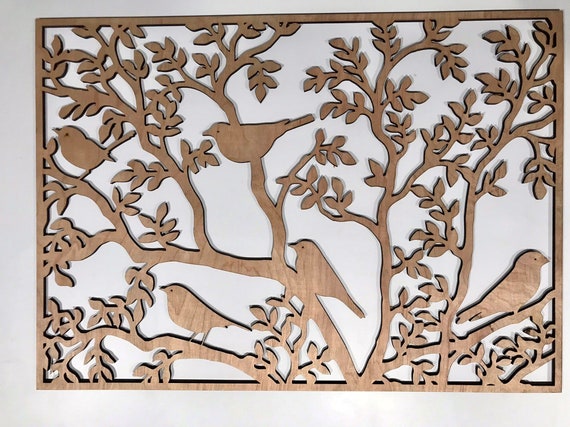 Laser cut wood wall art tree | Etsy