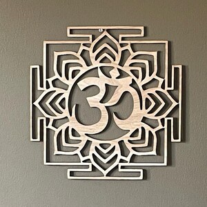 Wooden Sree Yantra Art, Pooja Room Decor, Ohm Symbol Decor, House ...