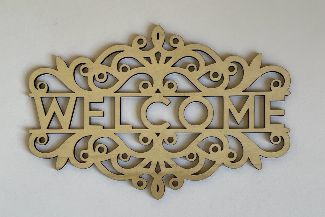 WELCOME Words Wood Wall Art, Laser Cut, Wooden Wall Art, House Warming ...