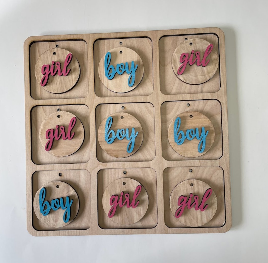 Wood Gender Reveal / Baby Shower Tic Tac Toe Board Game - Etsy