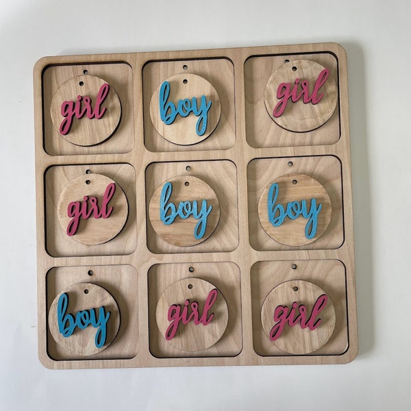 Wood Gender Reveal Tic Tac Toe Etsy