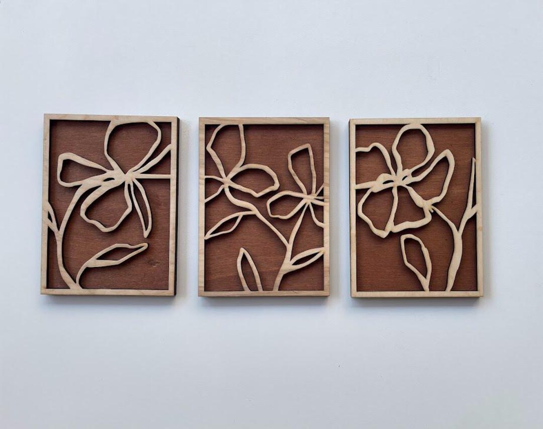 Flower Wall Art | 3D Floral Wall Decor | Layered Wood Art | Boho Wall ...