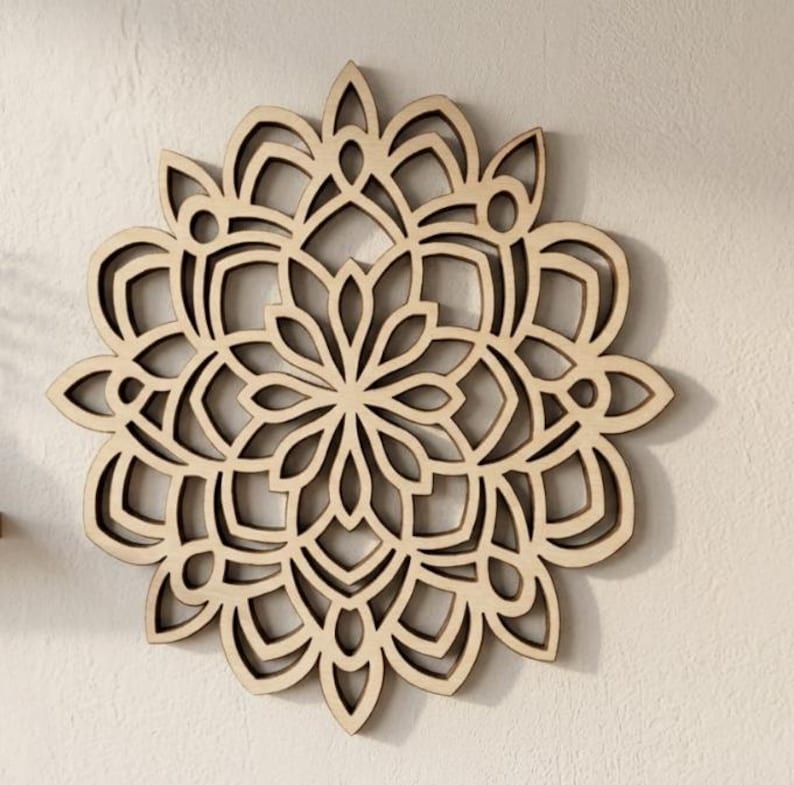 Mandala Wood Wall Art, Flower Mandala, Geometric Interior Decoration - Etsy