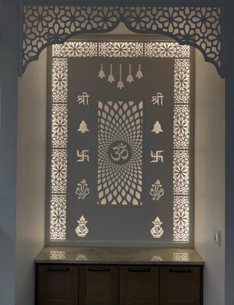 Custom Wooden OM Mandir – Personalized Hindu Temple Decor – Laser Cut ...