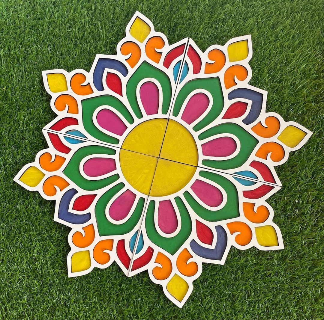 Diwali Rangoli Set of 4 Pieces Diwali Decor, Diwali Gift, Ready to Use ...