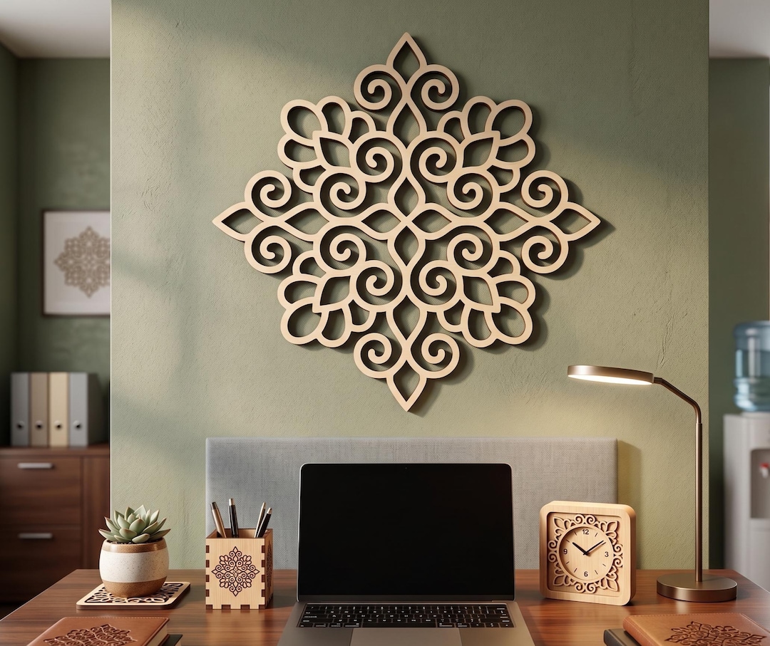 Mandala Wood Wall Art, Flower Mandala, Geometric Interior Decoration - Etsy