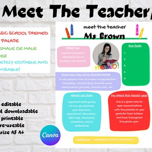 Meet the Teacher Editable Canva Template Boho Rainbow - Etsy Canada