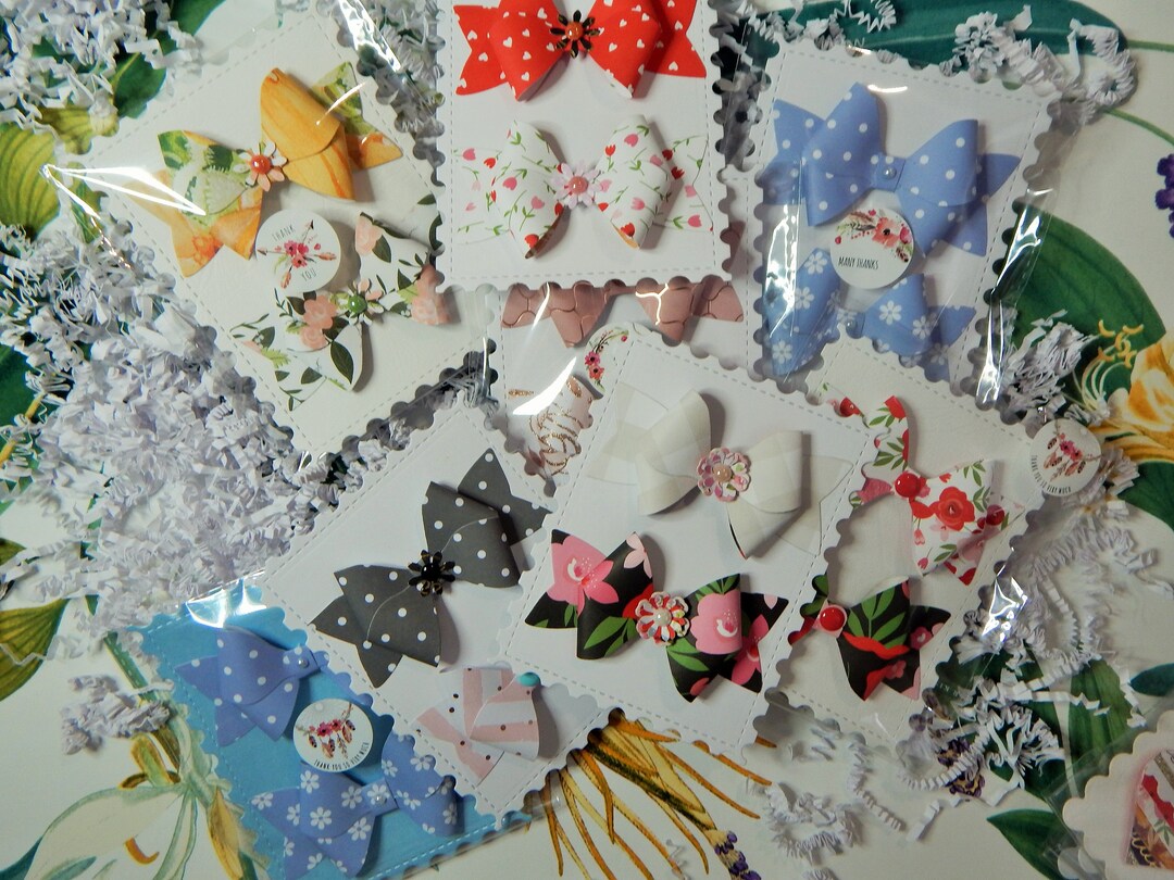 Handmade Paper Bow Embellishments - Scrapbooking, Card Making (pack of ...
