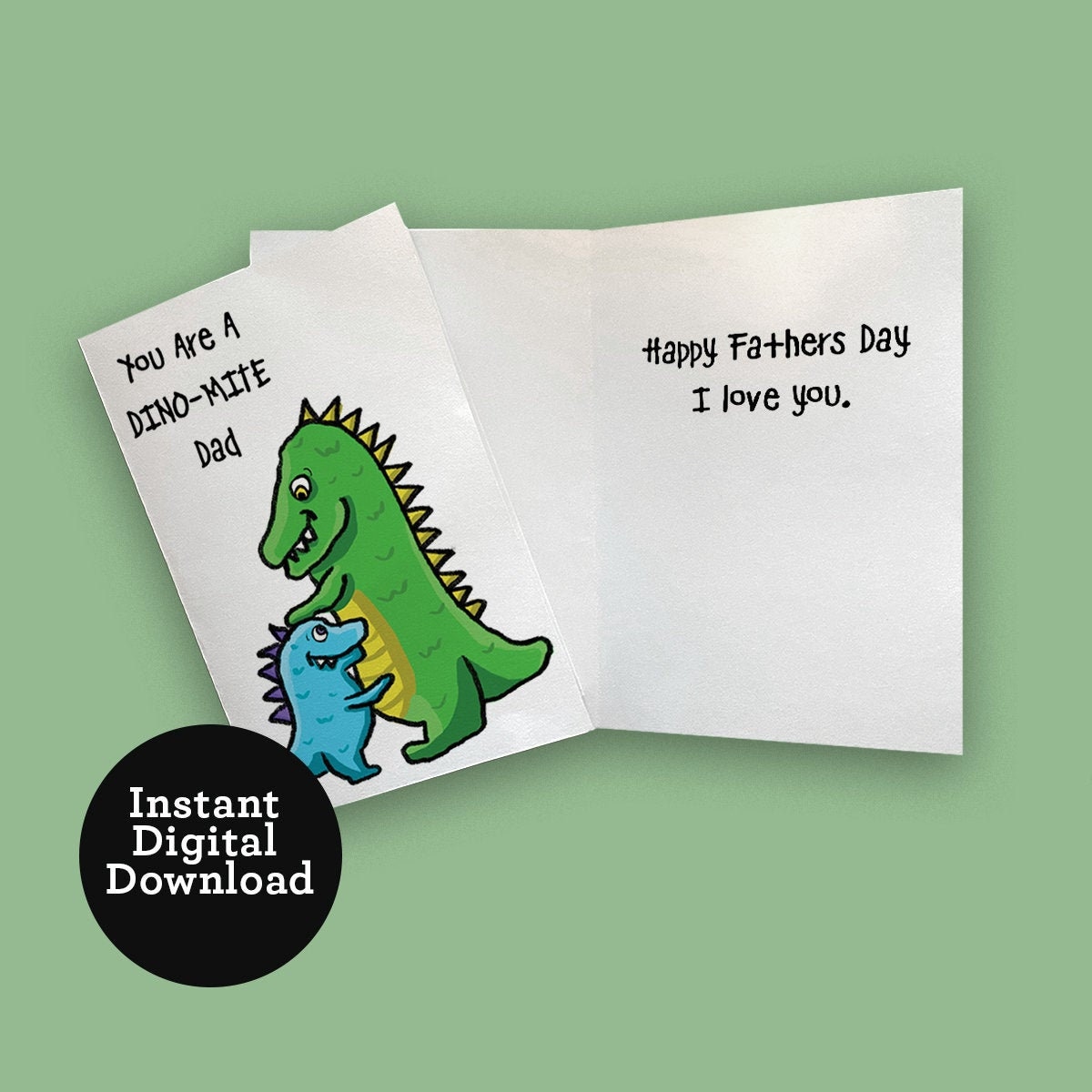 Dinosaur Father's Day Card - Digital Download - Etsy