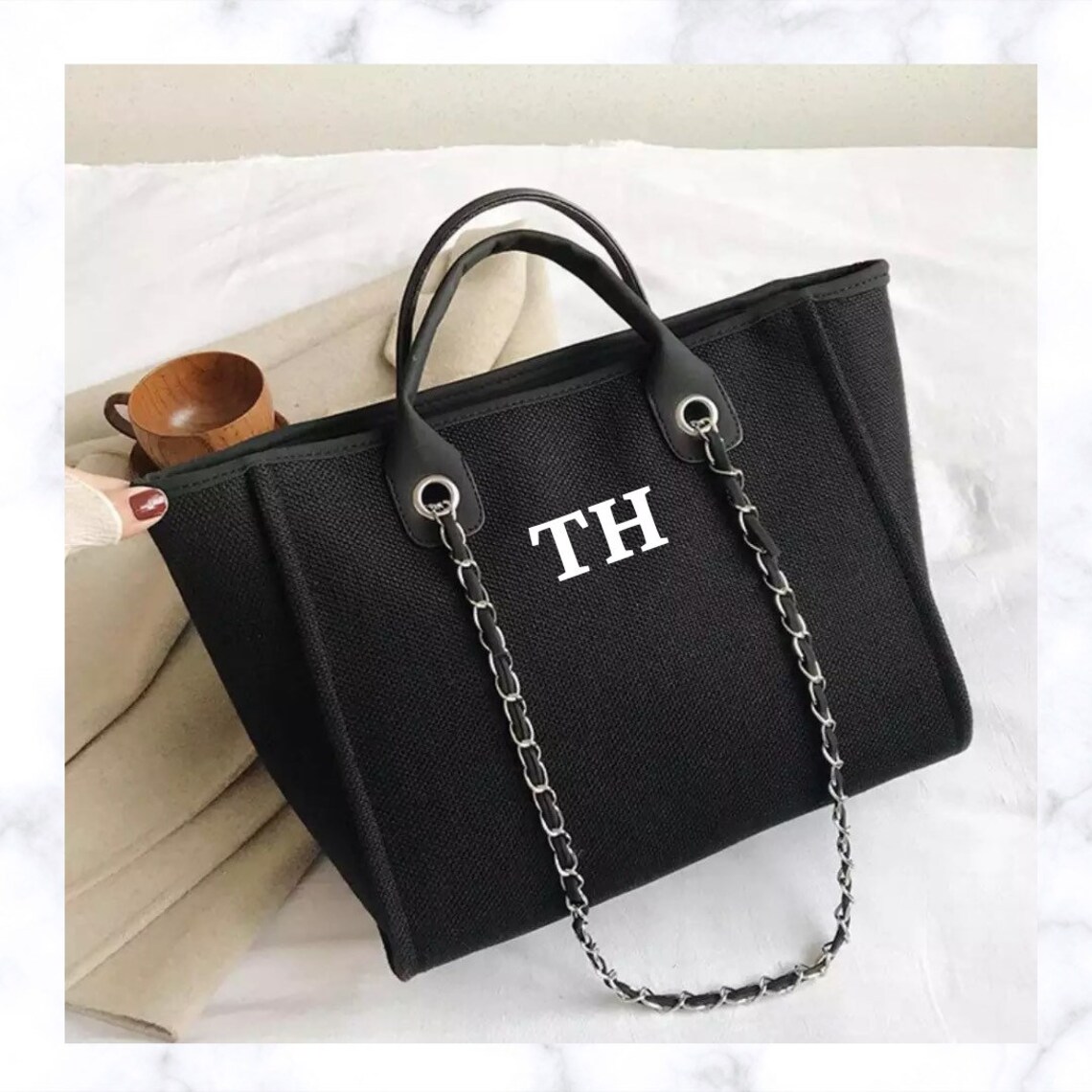 Personalised Canvas Purse, Matching Bag and Purse Set, Monogram Clutch ...