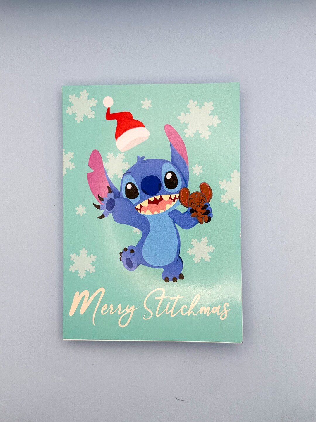 Stitch the Blue Alien Christmas Card Unique Handmade Holiday Greeting ...
