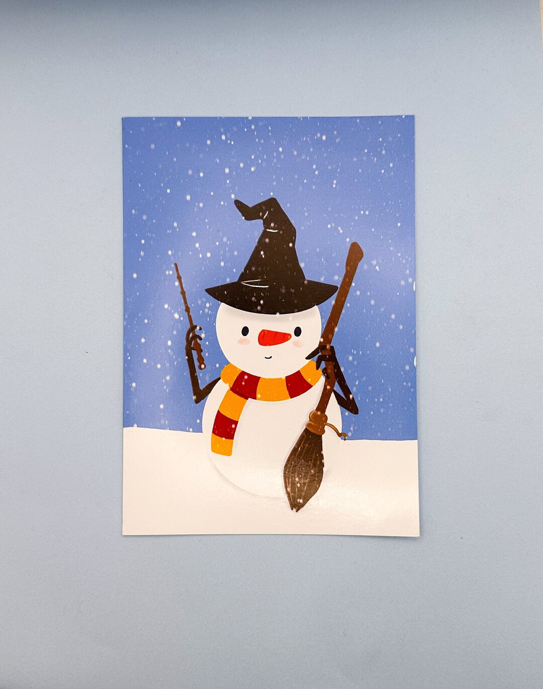 Magical Wizard Snowman Christmas Card A Spellbinding Holiday - Etsy