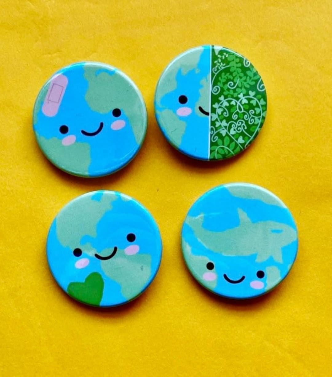 Kawaii Earth Day Button Badges 38mm Planet Earth Pinback Buttons - Etsy