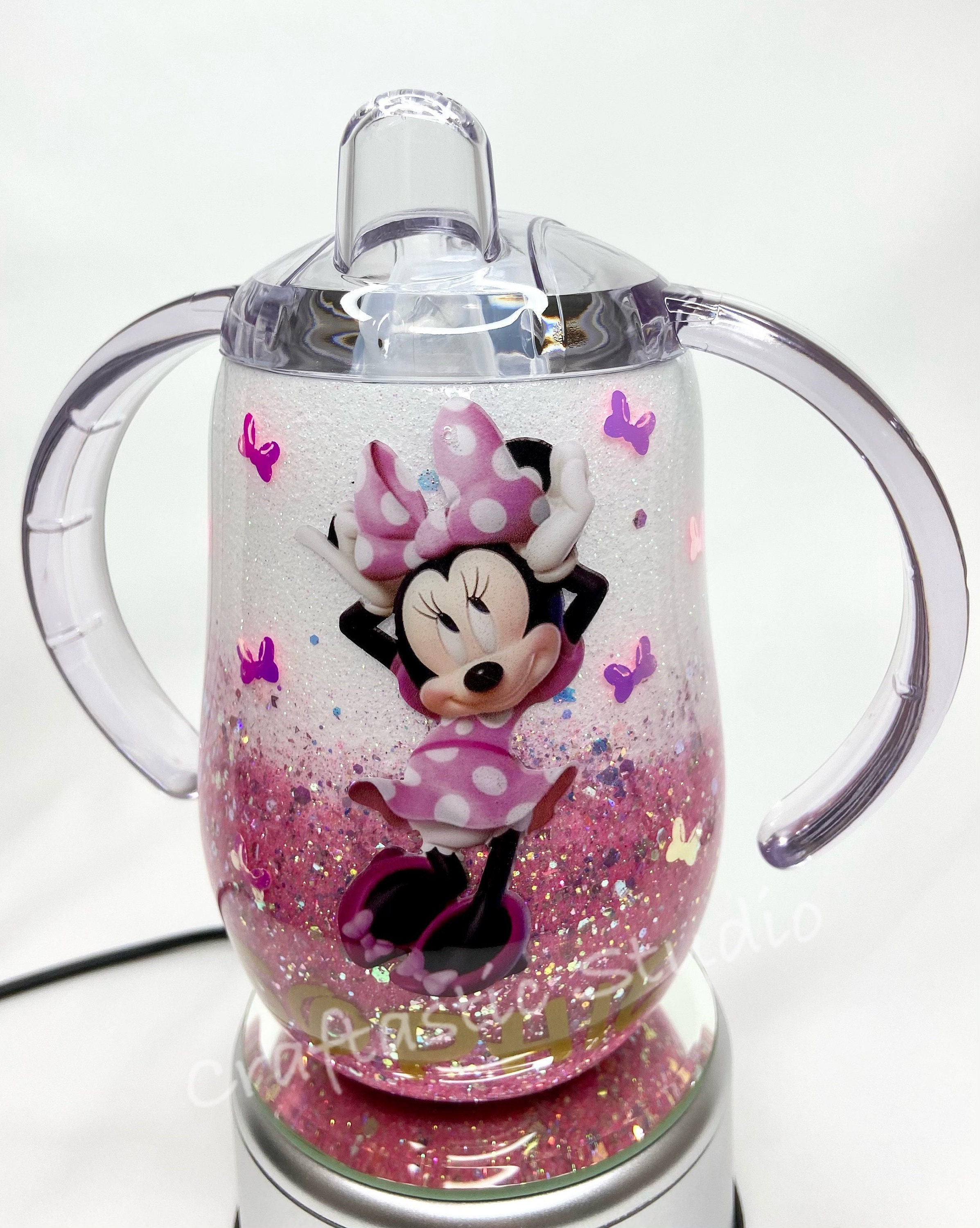 Minnie Mouse Sippy Cup10oz Custom Glitter Minnie Mouse Etsy