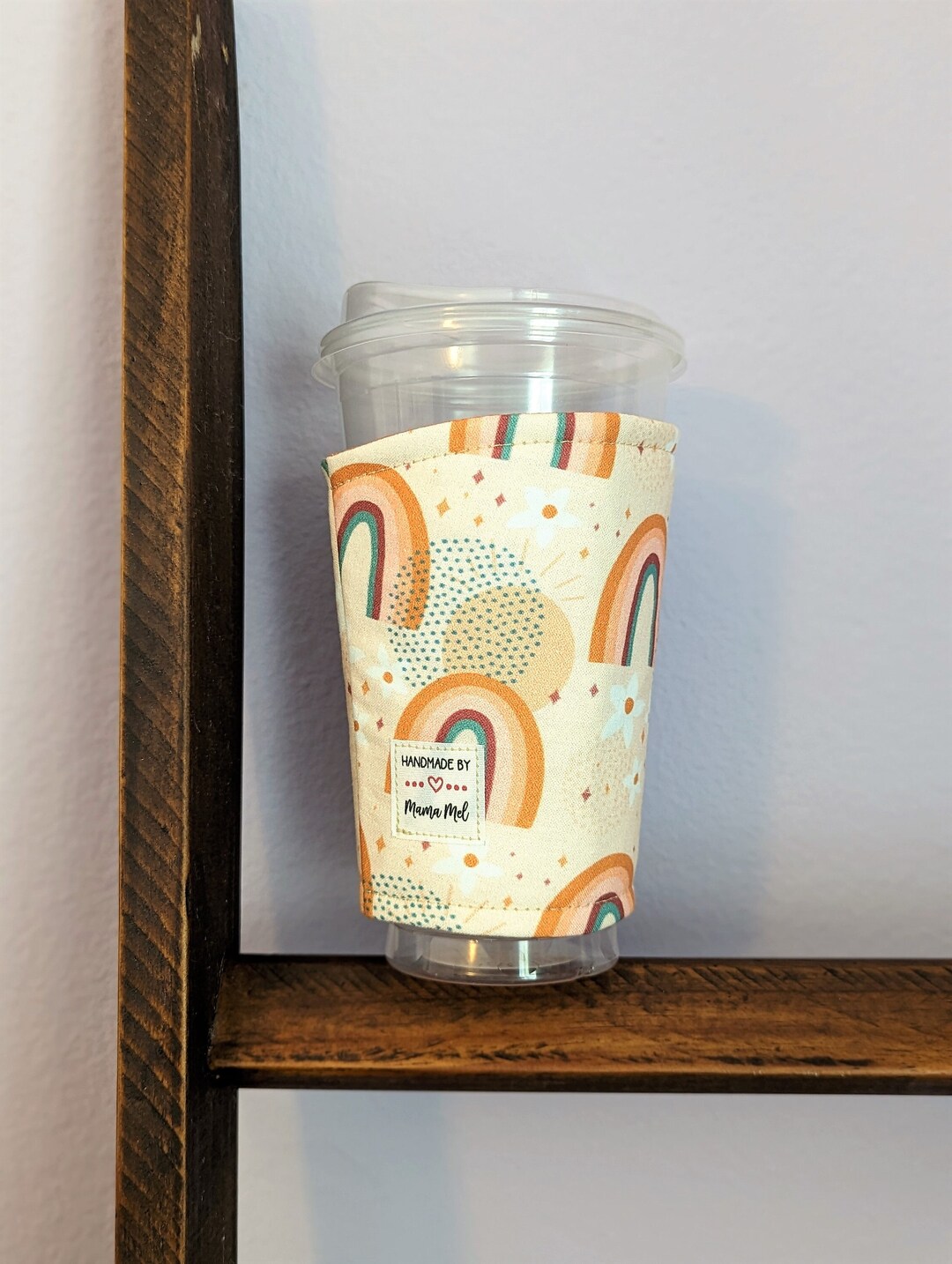 Retro Rainbow Drink Cozy, Iced Coffee Sleeve, Coffee Cozie, Iced Coffee ...