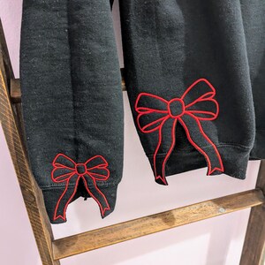 Side Bow Embroidered Sweatshirt, Trendy Applique Bow Sweatshirt, Waist ...