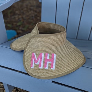 Personalized Sun Visor Hat, Beach Hat With Initials, Wide Brim Floppy ...