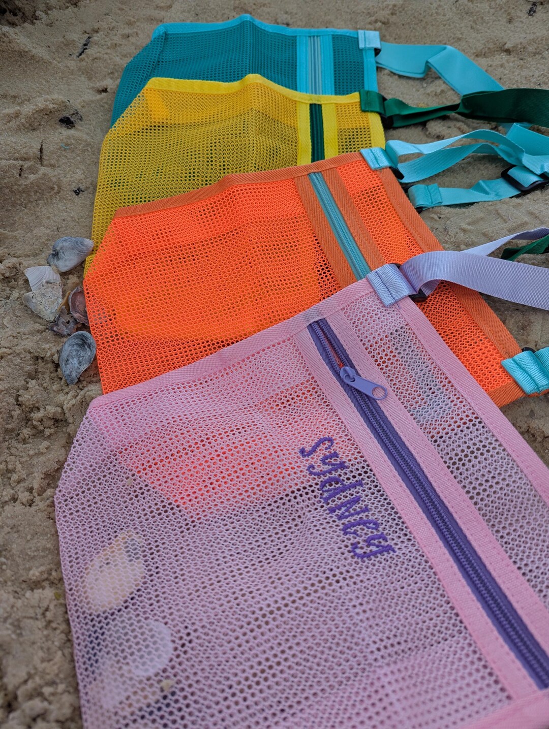 Embroidered Mesh Seashell Collecting Bags for the Beach, Kid's ...
