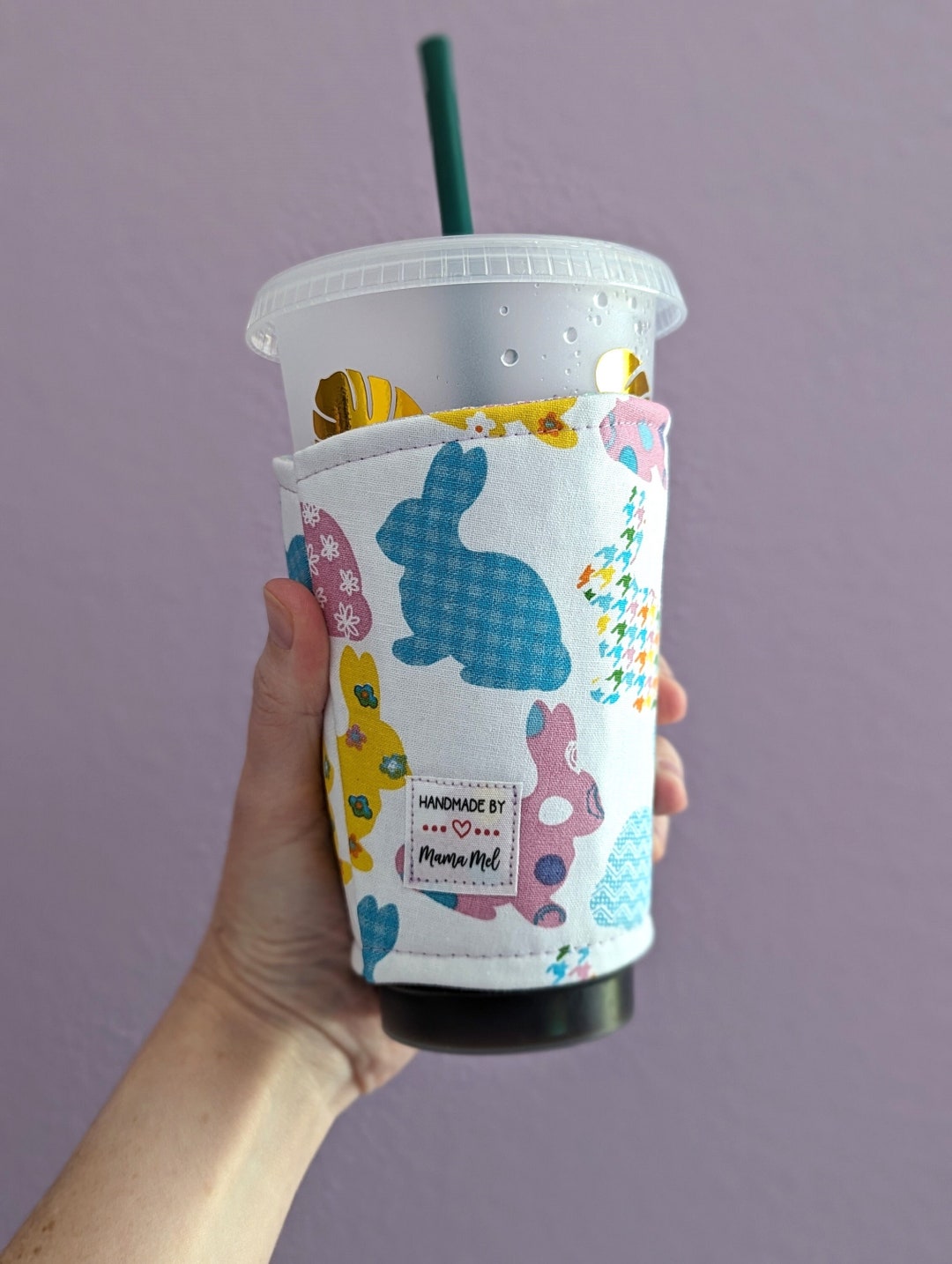 Easter Bunny Drink Cozy, Cute Rabbit Iced Coffee Sleeve, Coffee Cozie ...