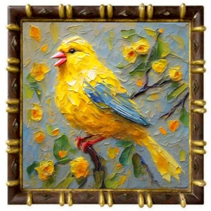 Canary Painting Bird Original Art Pet Portrait Artwork Animals Wall Art ...