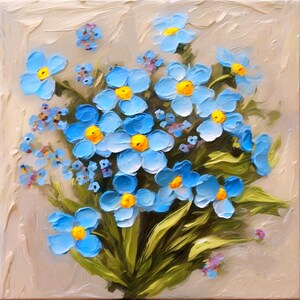 Forget Me Not Flower Painting Impasto Oil Original Art Floral Wall Art ...