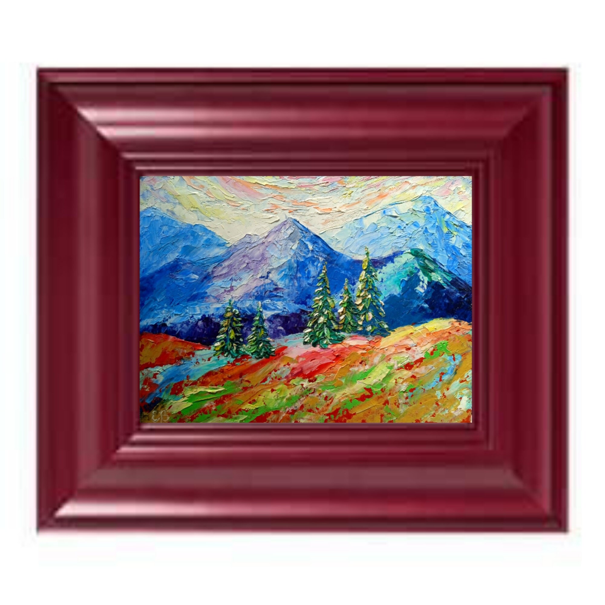 Colorado Painting Rocky Mountains Original Art Pine Tree Impasto Oil ...