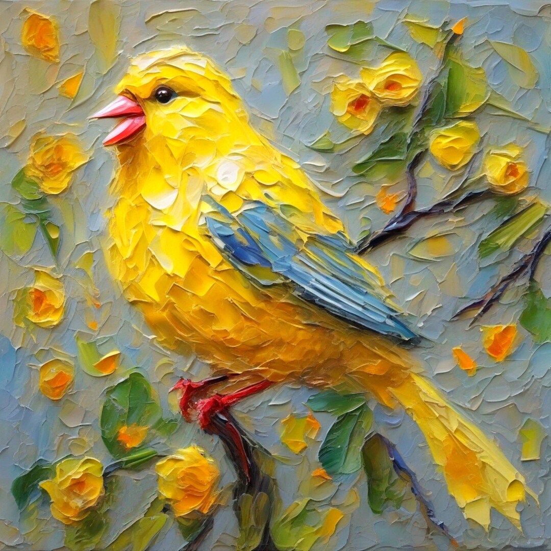 Canary Painting Bird Original Art Pet Portrait Artwork Animals Wall Art ...