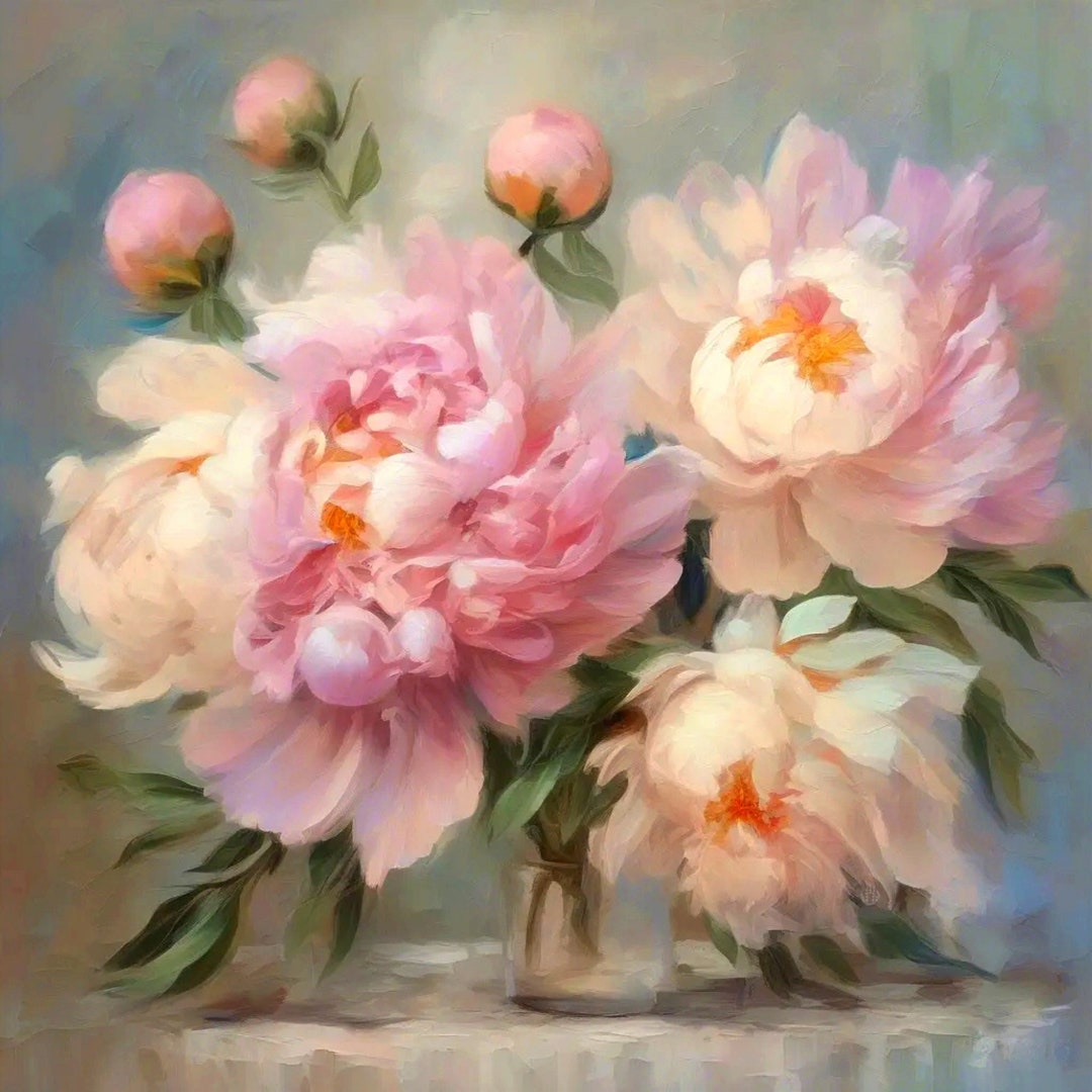 Peony Painting Peonies Flower Art Original Flower Wall Art Floral Hand ...