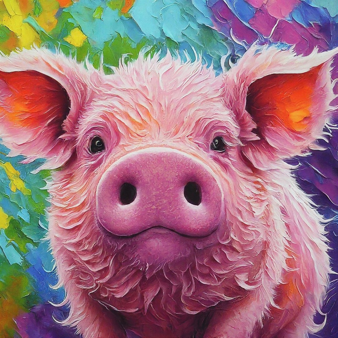 Piglet Original Oil Painting Canvas Farmhouse Animal Art Impasto Canvas ...