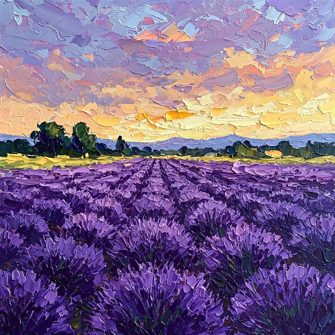 Tuscany Lavender Field Original Oil Painting Impasto Art Canvas by ...